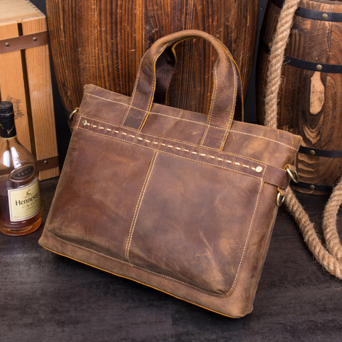 Men Leather Laptop Bag – Classic Men’s Leather Briefcase for Office ...