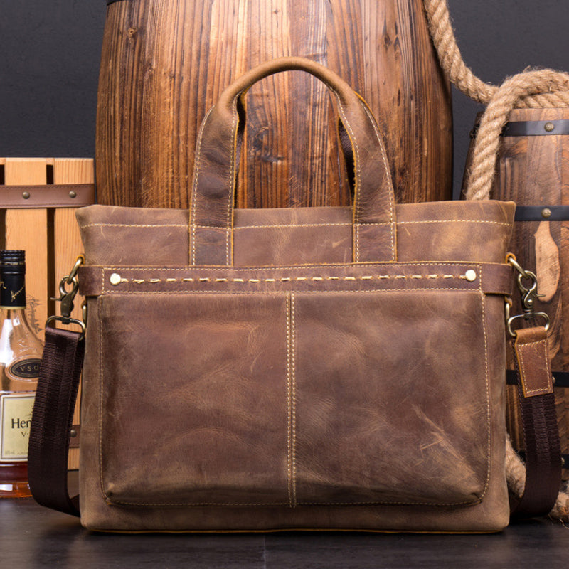Men Leather Laptop Bag – Classic Men’s Leather Briefcase for Office ...