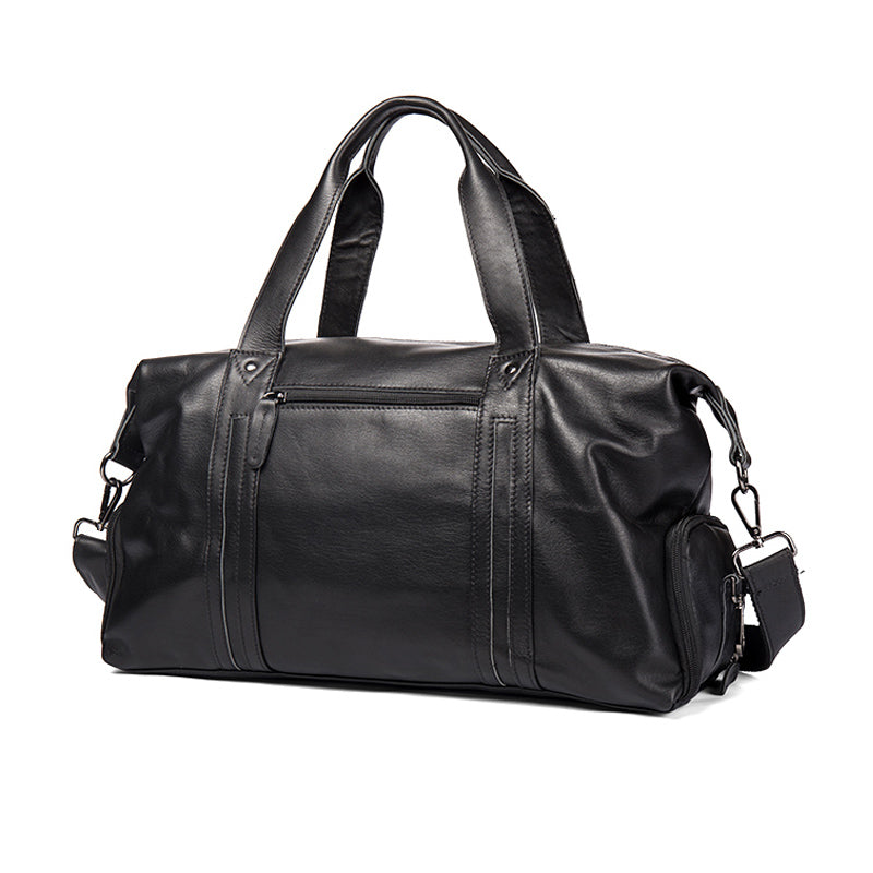 Men's Black Leather Weekender Bag - Business Travel & Weekend Duffle B ...
